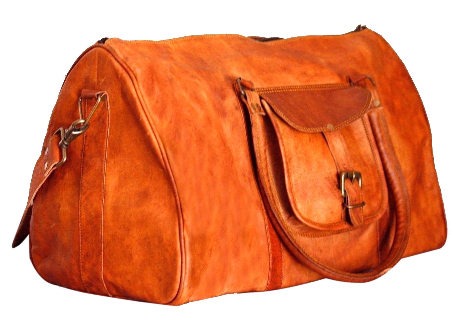 Brown Triangle Harrison Leather Duffel Bags made in usa- CUERO BAGS